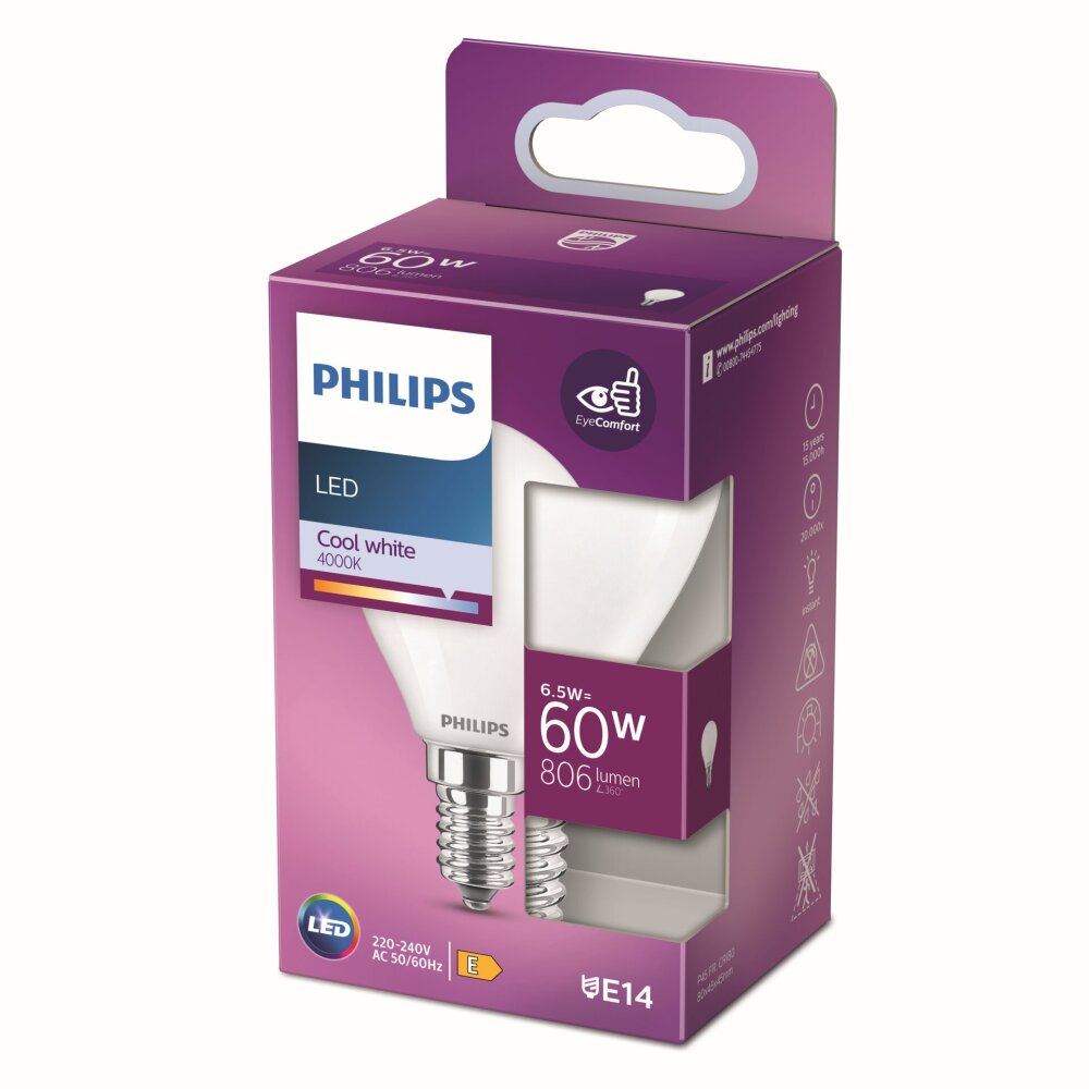 Philips E14 LED 6,5 vatios 4000 Kelvin 806 lúmenes 8719514271180 ...