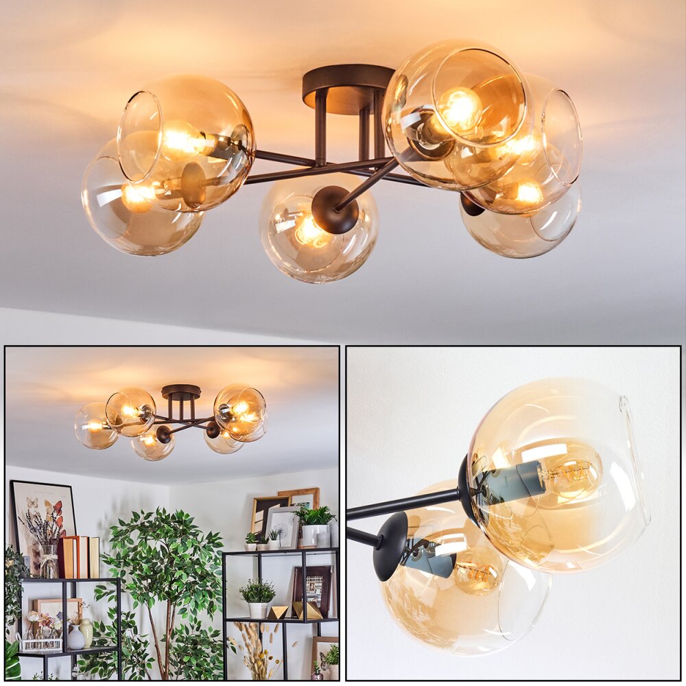 Koyoto Plafones, Luminarias esféricas Colores ámbar, Transparente, 6 ...